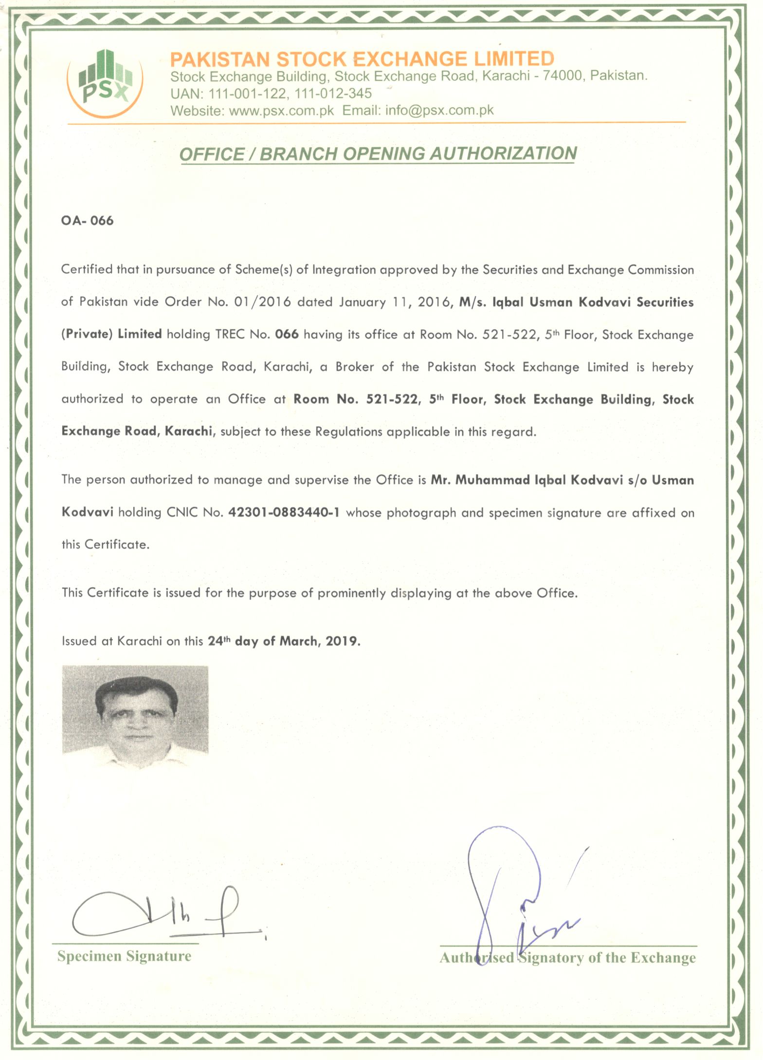 Iqbal Usman Kodvavi Securities (Private) Limited :: Agents And SECP ...